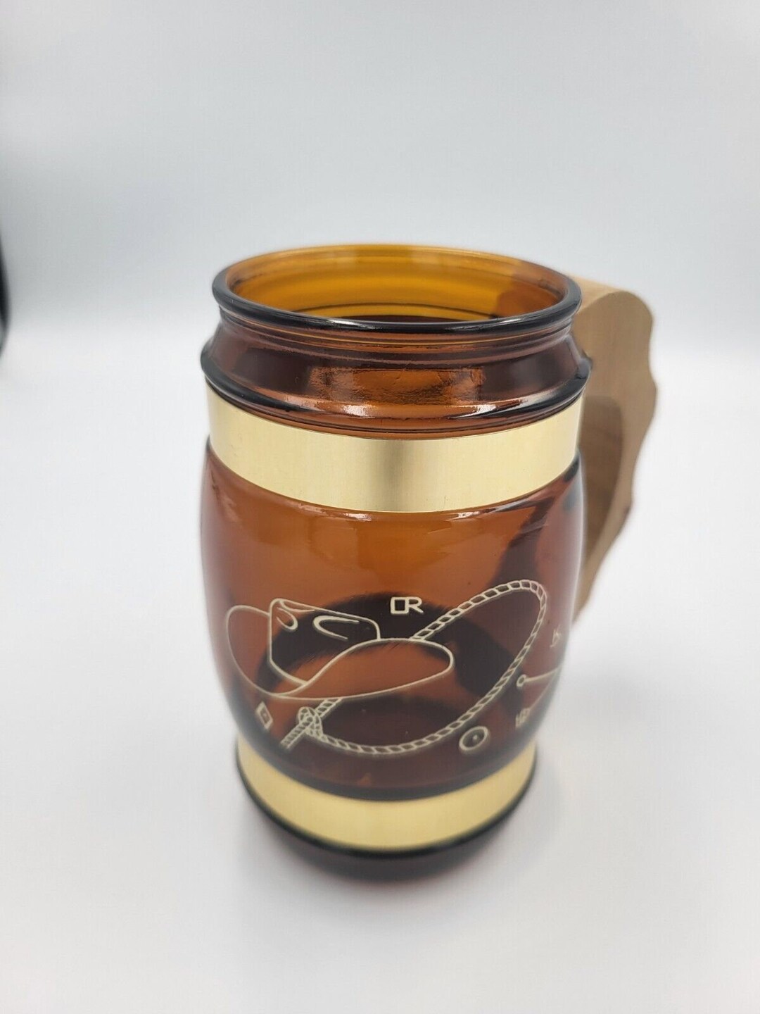 1 Siesta Ware Wooden Handle Western Cowboy Barrel Shaped Mug #1 of Set ...