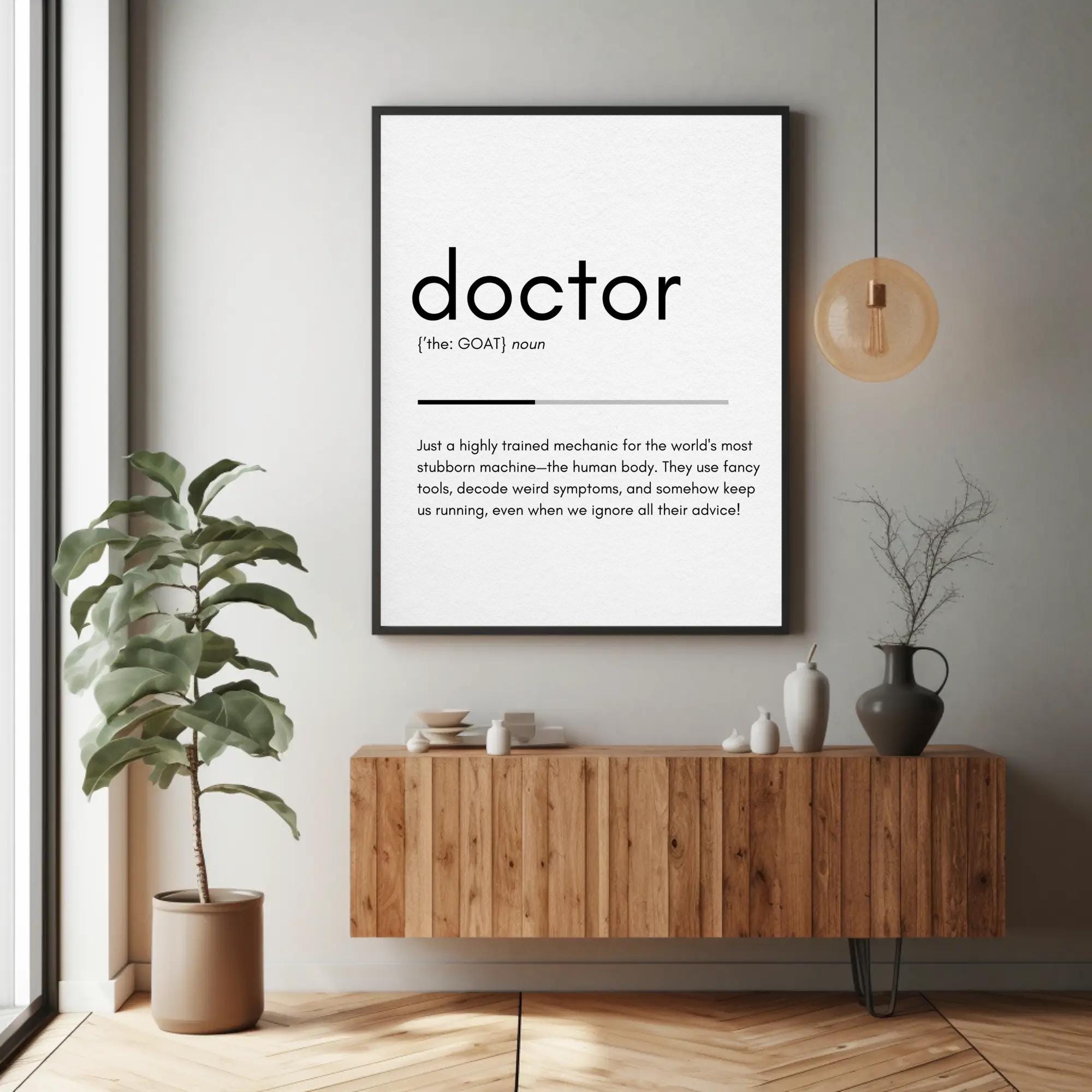 Doctor Definition Print, Doctor's Office Decor, Doctor's Day Gift ...