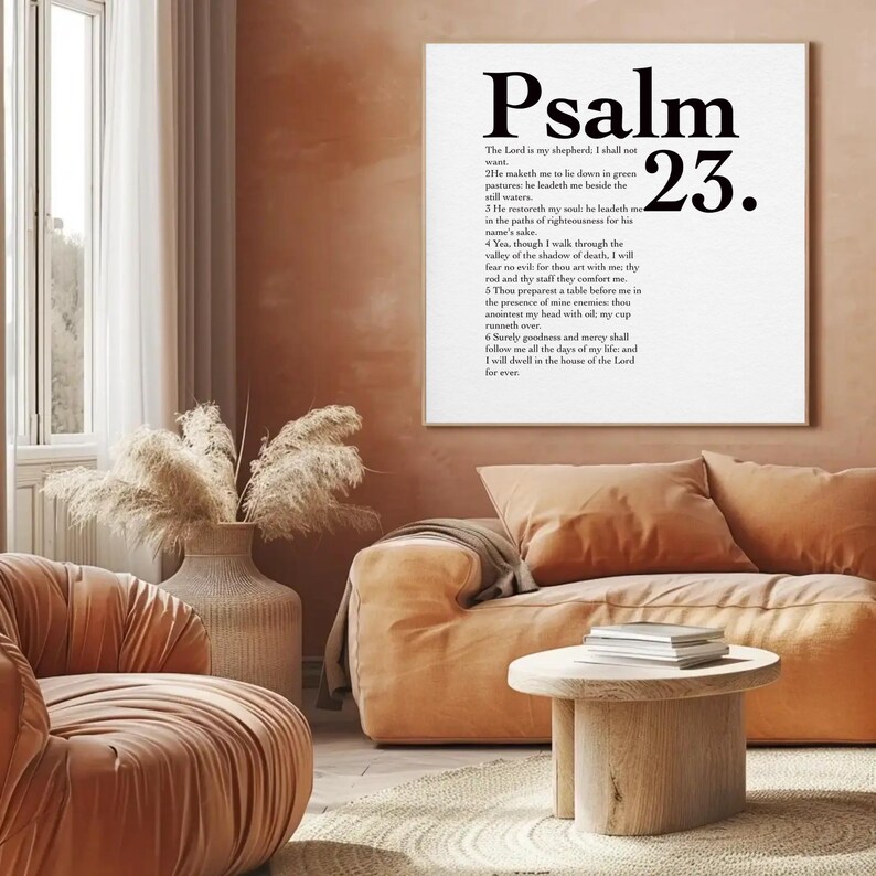 Psalm 23 Bible Verse Digital Wall Art, Minimalist Decor, Christian ...