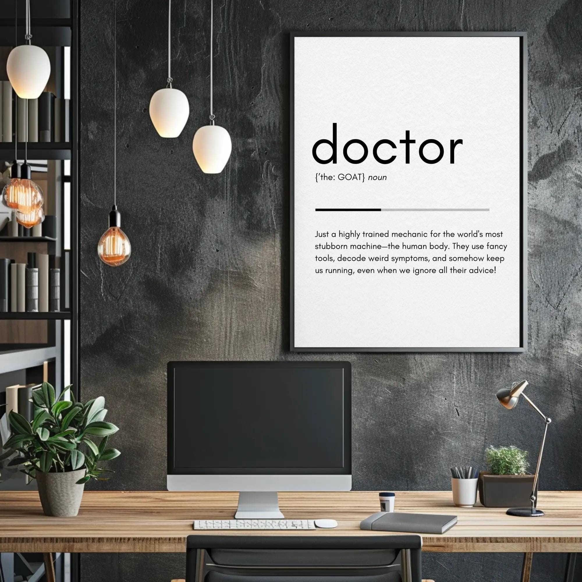 Doctor Definition Print, Doctor's Office Decor, Doctor's Day Gift ...