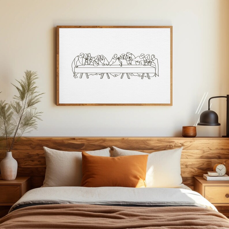 Last Supper Art : Line Drawing, Wall Decor, Office Decor, Digital Art ...
