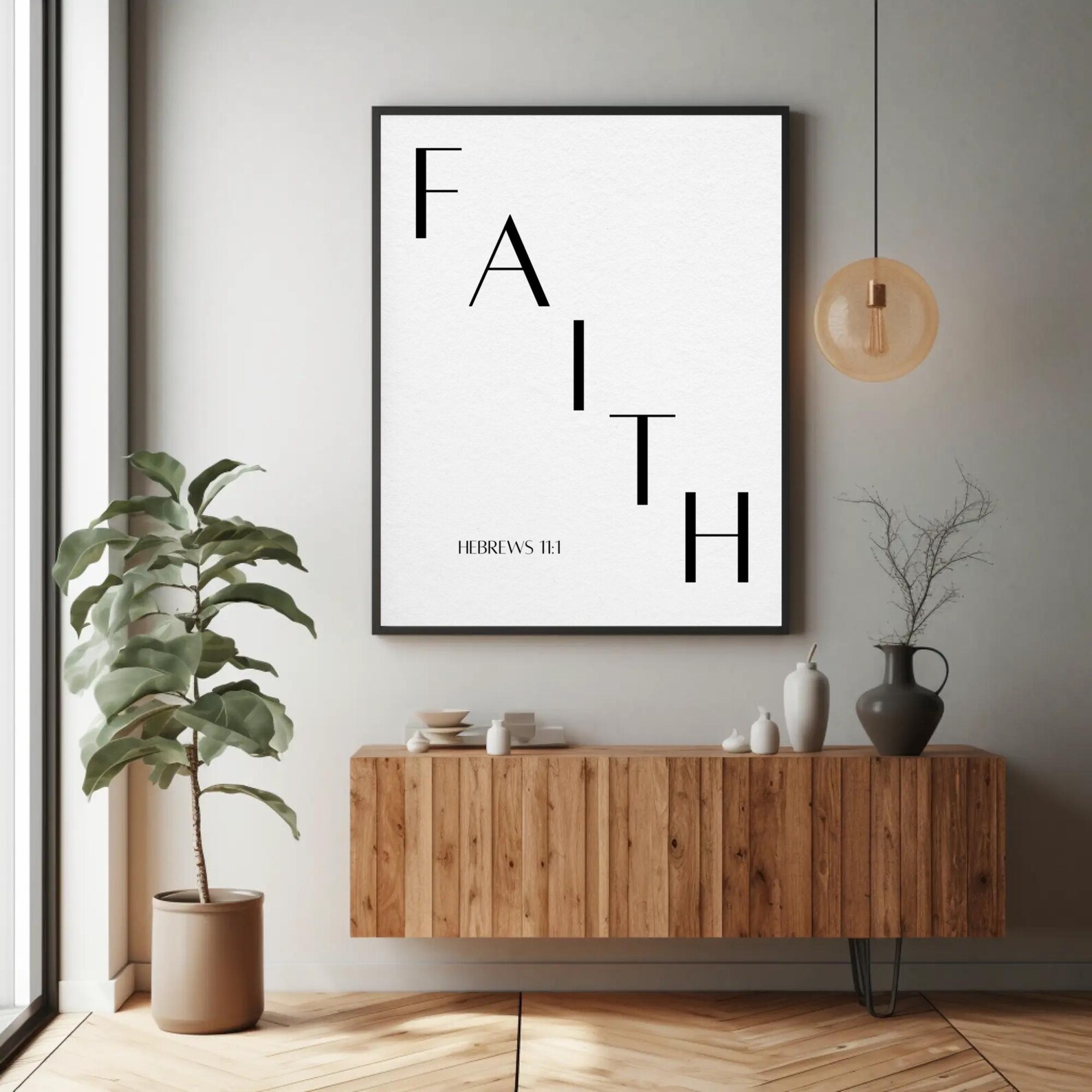FAITH Hebrew 11:1 Bible Verse Digital Wall Art, Minimalist Decor ...