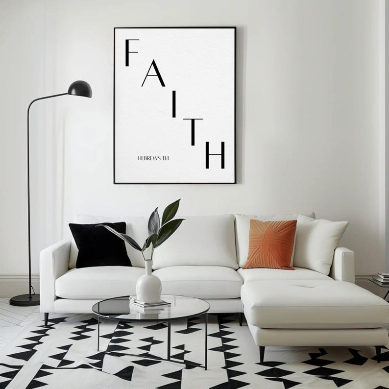 FAITH Hebrew 11:1 Bible Verse Digital Wall Art, Minimalist Decor ...