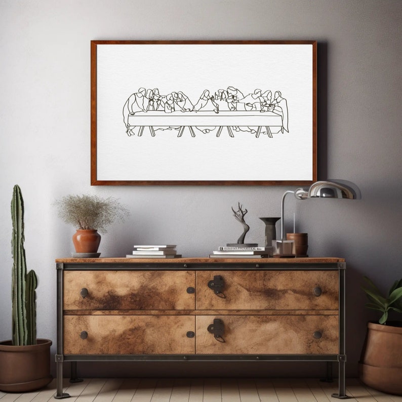 Last Supper Art : Line Drawing, Wall Decor, Office Decor, Digital Art ...