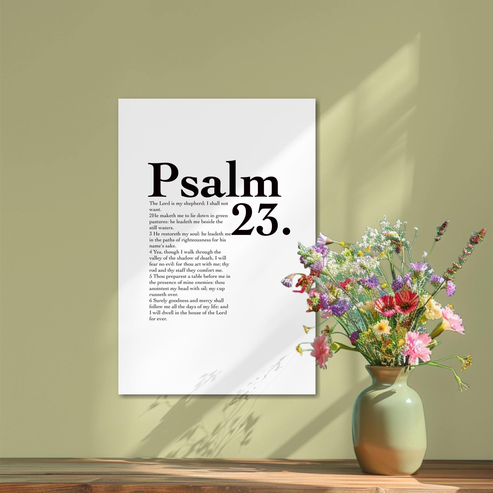 Psalm 23 Bible Verse Digital Wall Art, Minimalist Decor, Christian ...