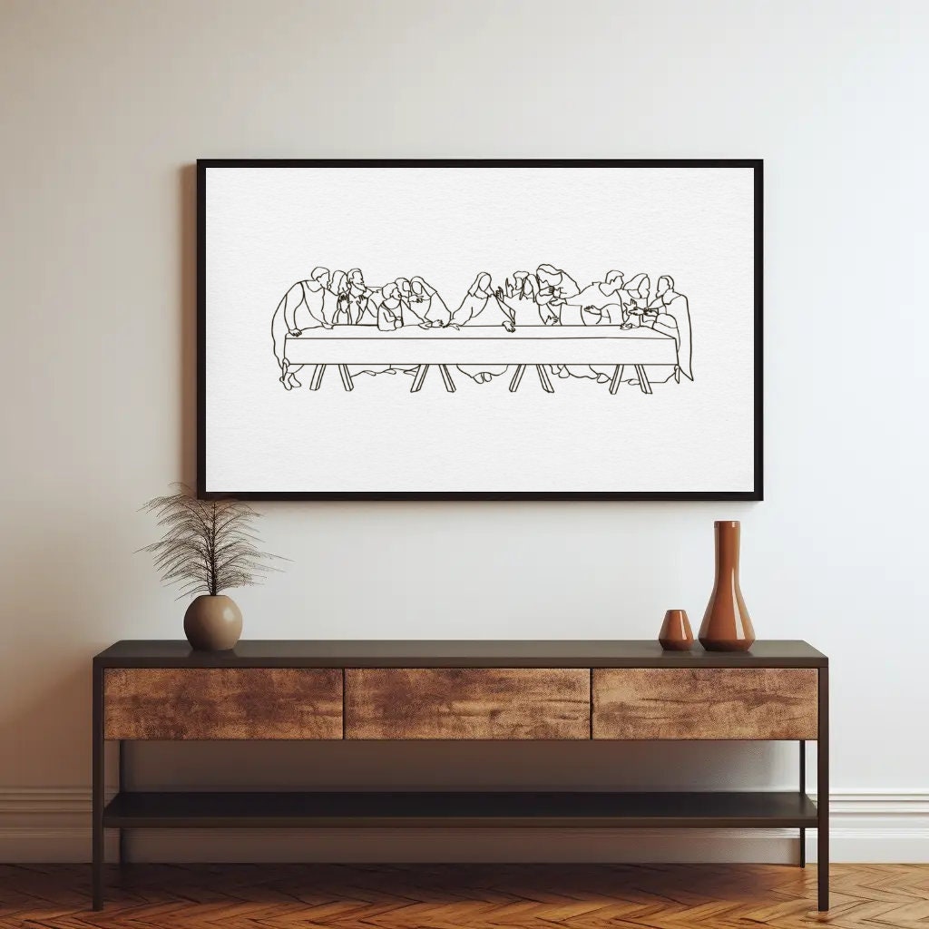 Last Supper Art : Line Drawing, Wall Decor, Office Decor, Digital Art ...