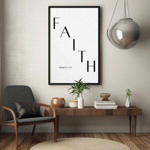FAITH Hebrew 11:1 Bible Verse Digital Wall Art, Minimalist Decor ...