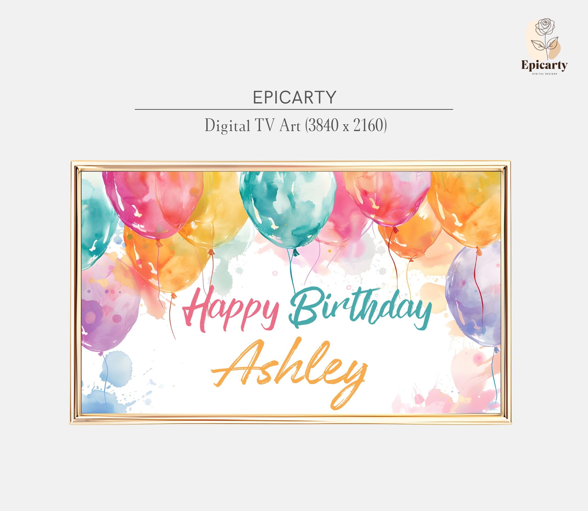 Personalized Birthday Balloons Samsung Frame TV Art (digital Download ...