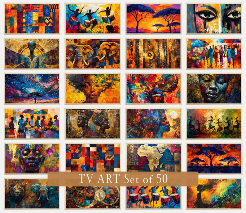 Set of 50 African Art Frame TV Set: Tribal & Abstract Designs (digital ...