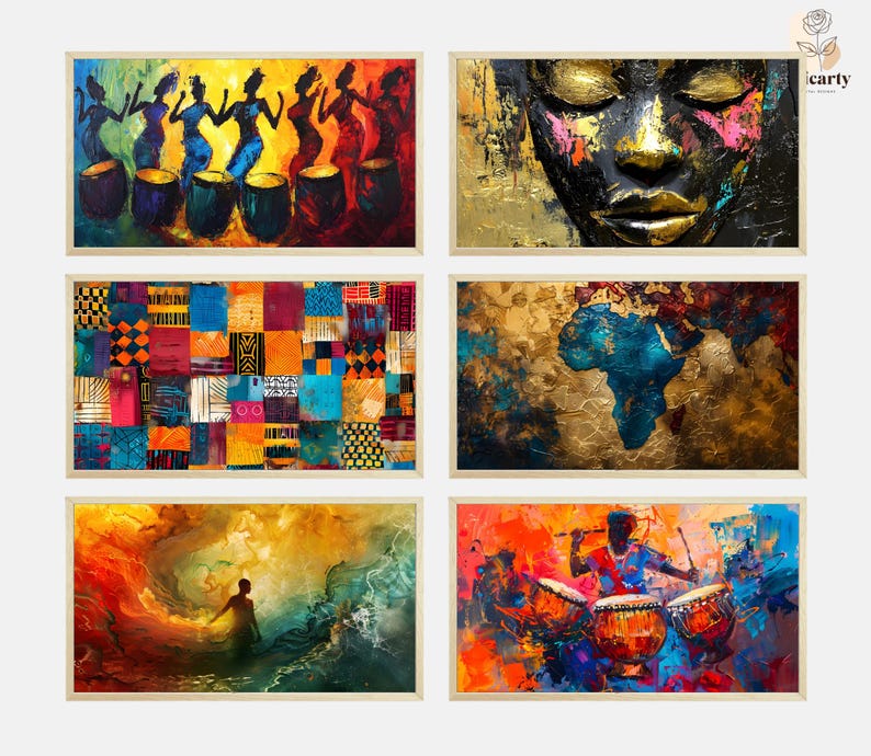 Set of 50 African Art Frame TV Set: Tribal & Abstract Designs (digital ...