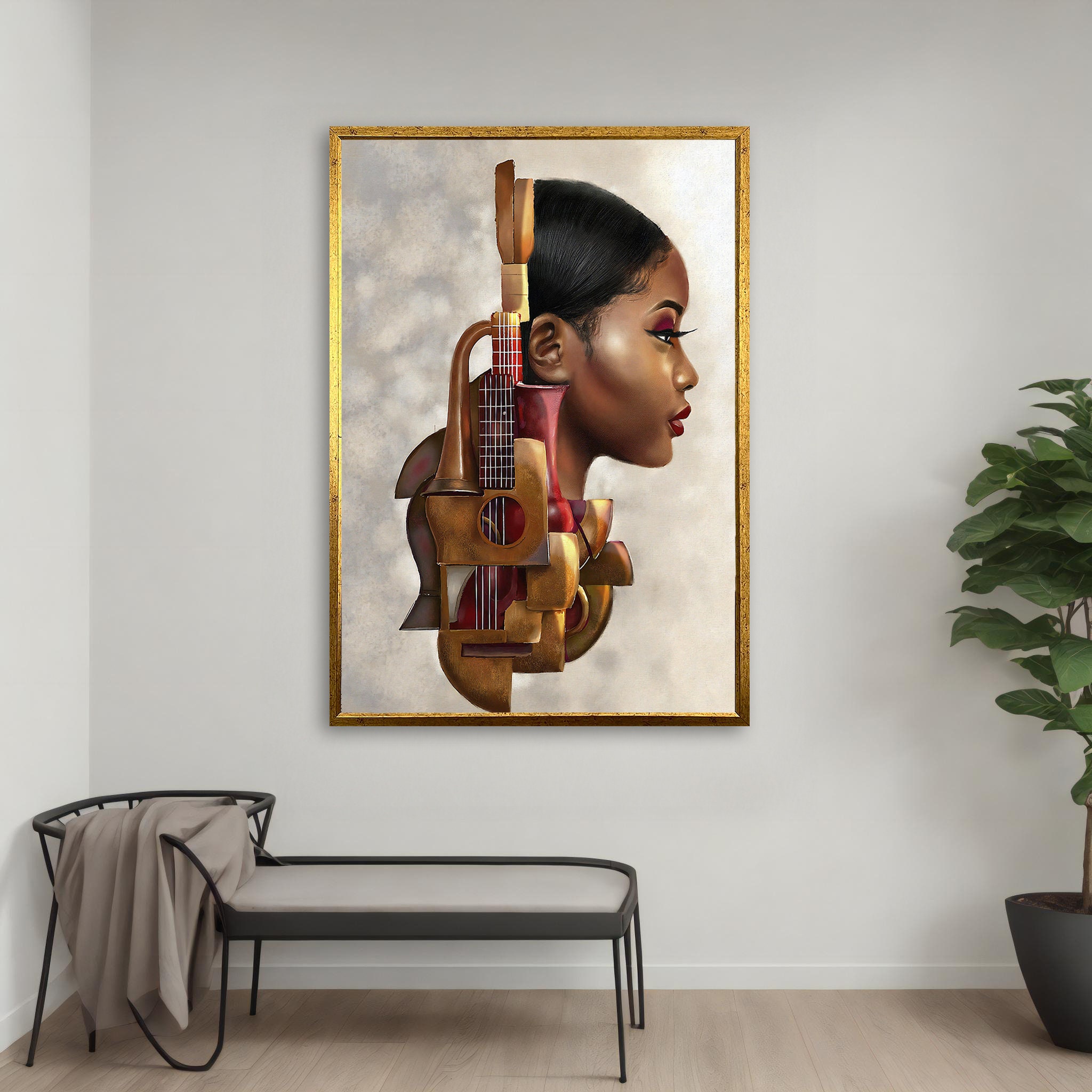 Cello Woman Painting - Ethnic Female Musician Wall Art - Unique Home ...