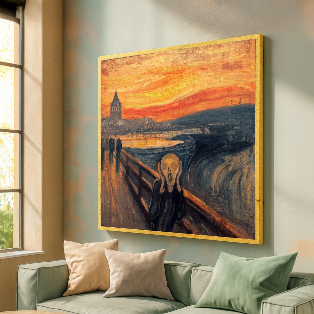 The Scream by Edvard Munch, Expressionist Painting Reproduction, Sunset ...