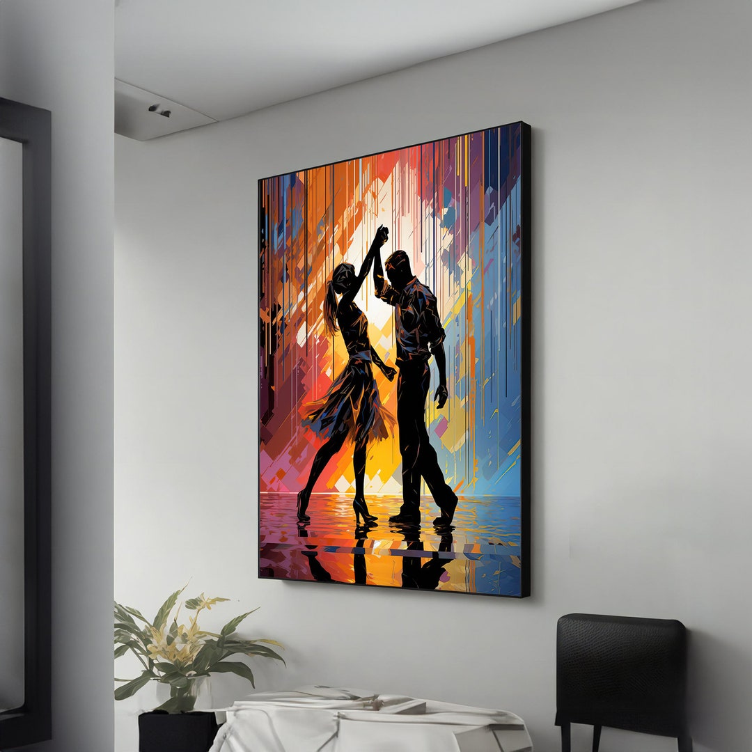 Romantic Dance Painting - Intimate Couple Art Canvas, Perfect Valentine ...