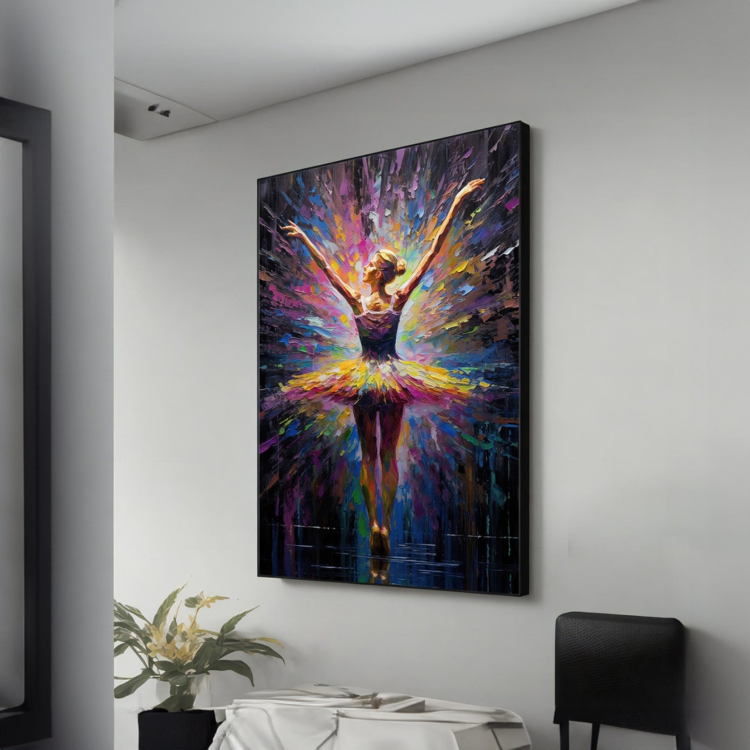 Colorful Ballerina Painting - Vibrant Ballet Dancer Art for Music Wall ...