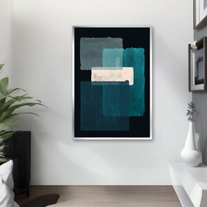 Turquoise Black Detailed Mark Rothko - Modern Minimalist Abstract ...