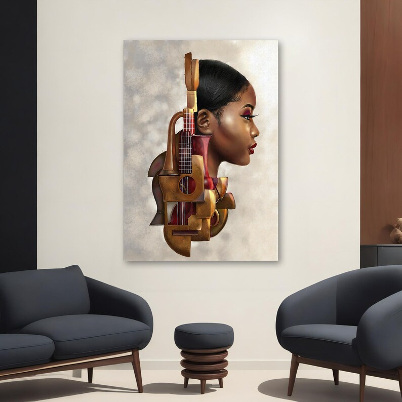 Cello Woman Painting Ethnic Female Musician Wall Art Unique Home Decor ...