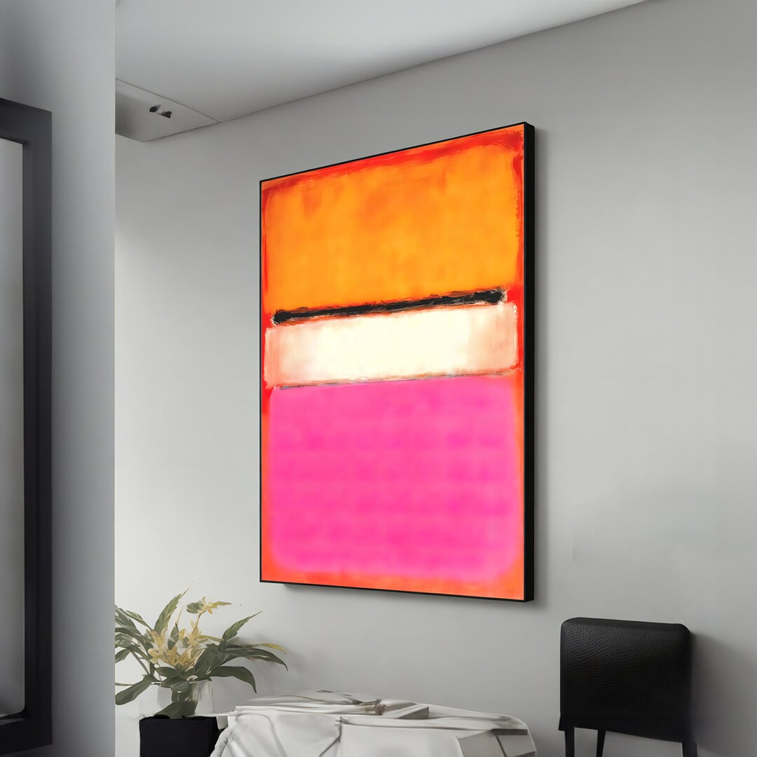 Pink White and Black Stripes Mark Rothko - Modern Abstract Canvas Art ...
