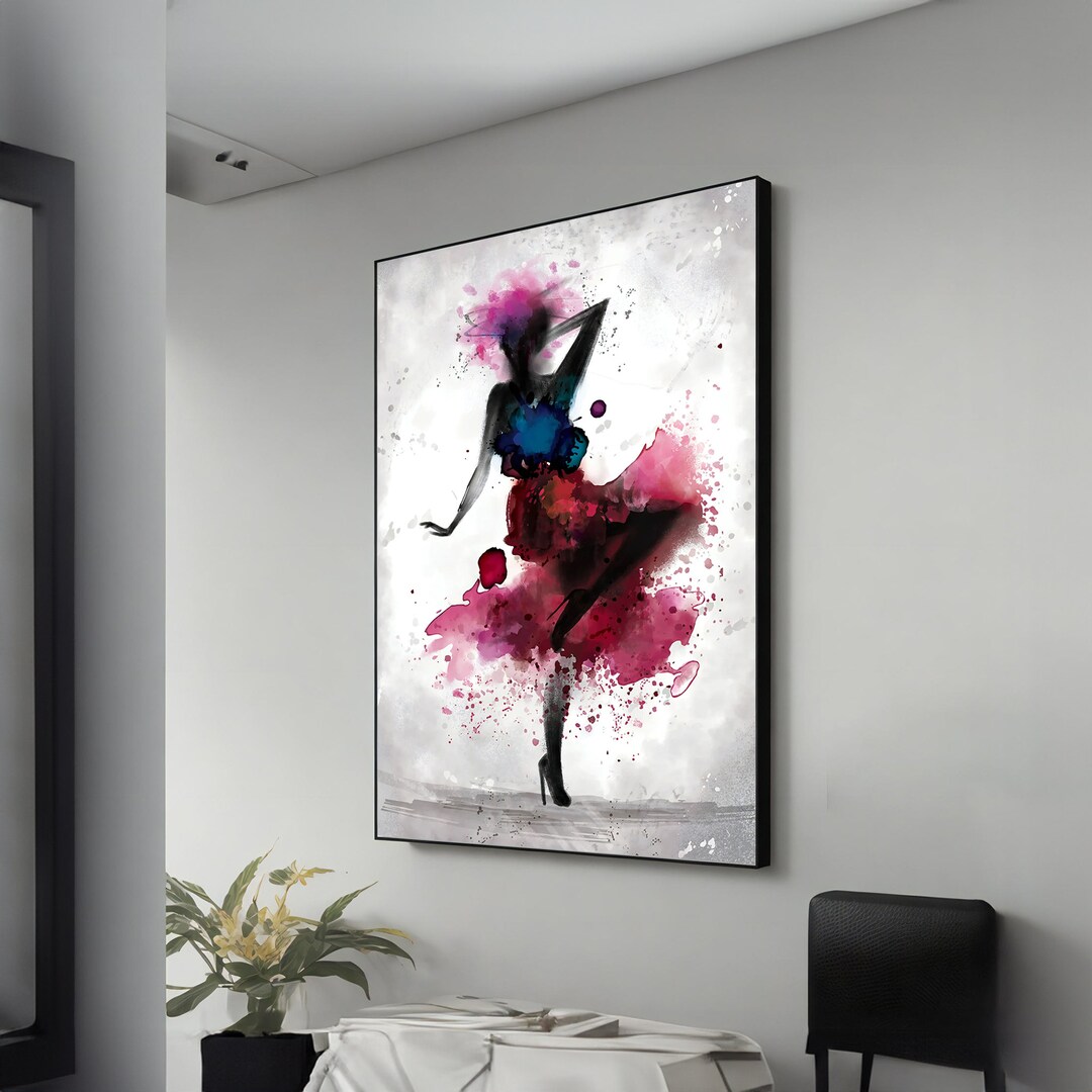 Female Dancer Painting - Elegant Dance Figures Artwork - Music Wall ...