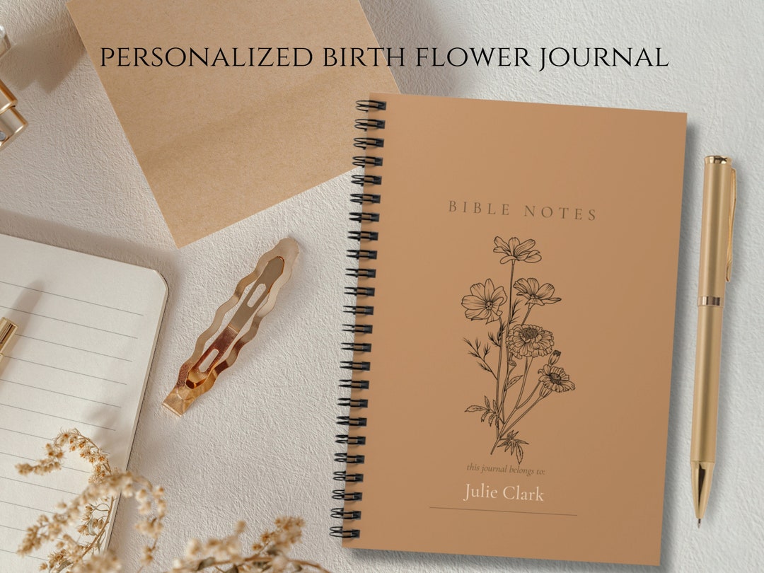 Personal Custom Journal, Birth Flowers Gift Notebook, Spiral Bound Wild ...