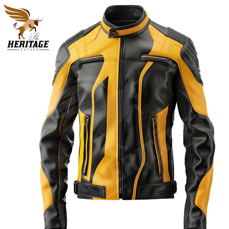 Yellow and Black Biker Jacket - Etsy
