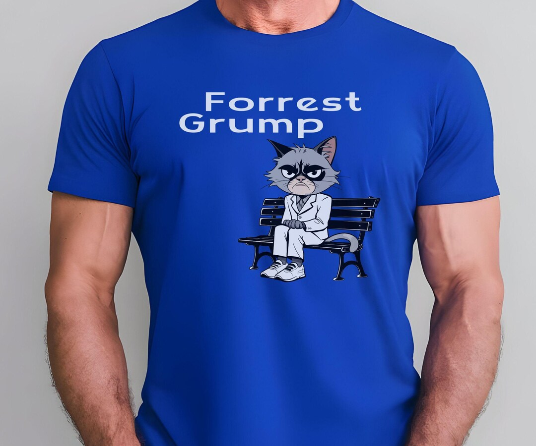 Funny Movie Parody Unisex Tee, Grumpy Cat Forrest Grump Shirt, Humorous Graphic Tshirt ...