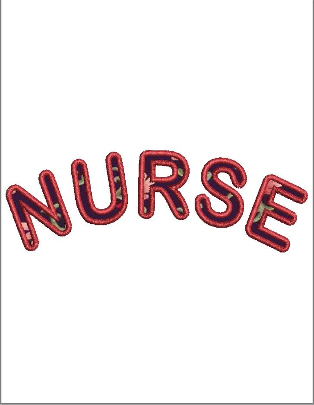 Nurse Applique Curved Embroidery Design 4 Sizes - File Formats in Pes ...