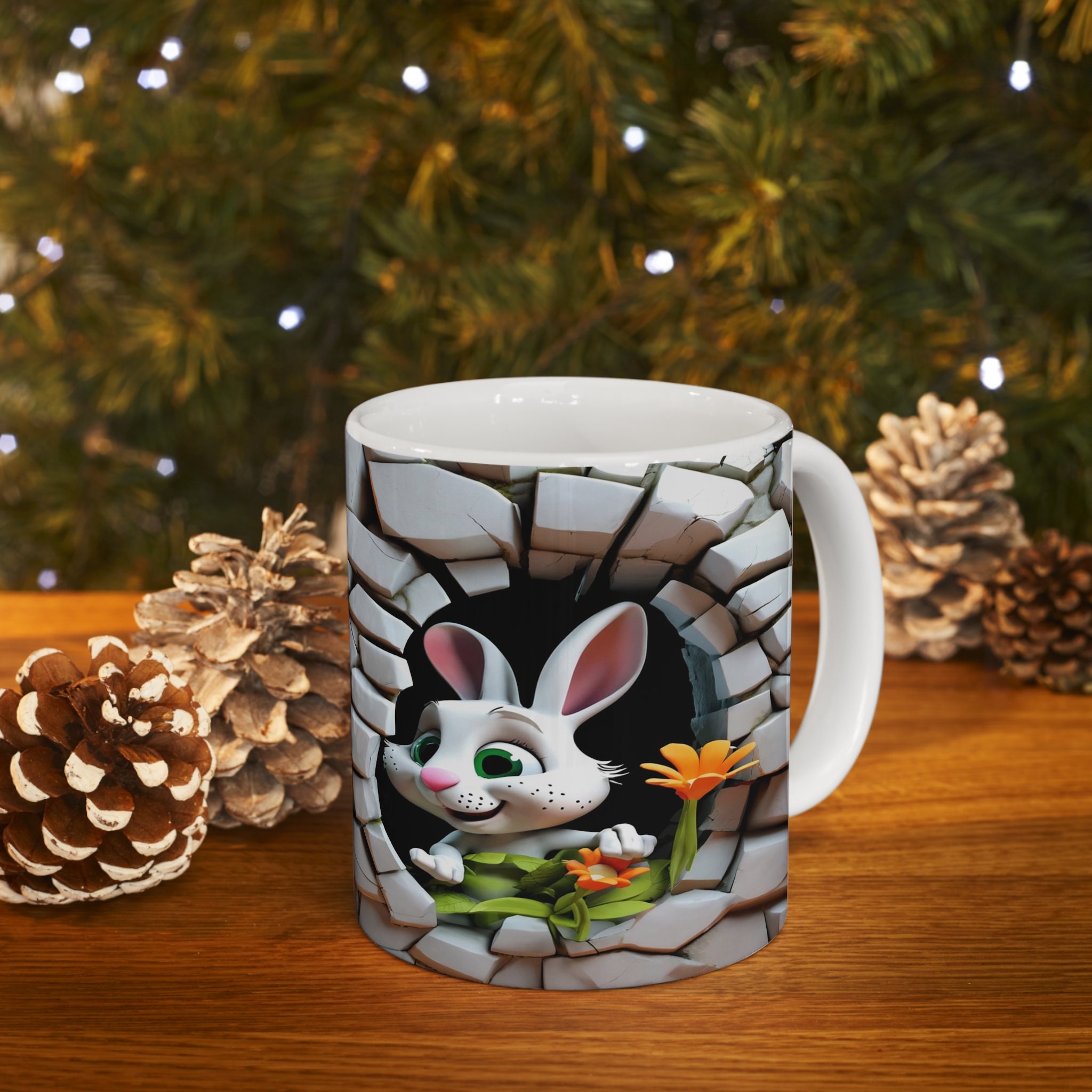 3D Bunny Hole in A Wall Mug Wrap, Instant Digital Download PNG 11oz ...