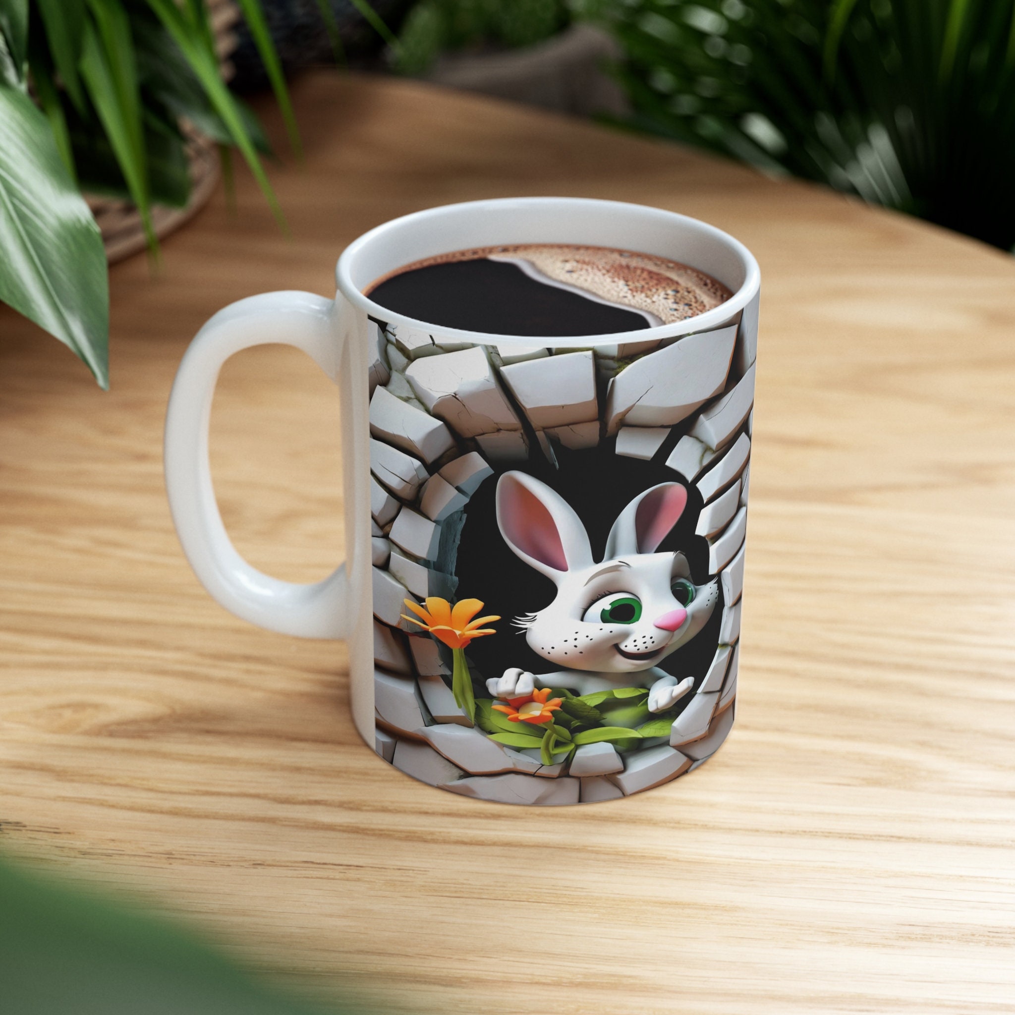 3D Bunny Hole in A Wall Mug Wrap, Instant Digital Download PNG 11oz ...