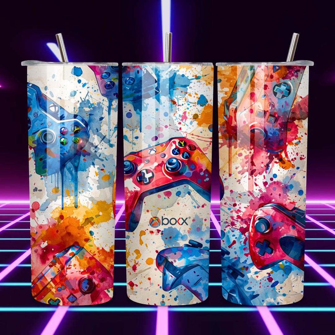 Unique Watercolour Art Gaming Controller Tumbler Decal Gift for Gamer ...