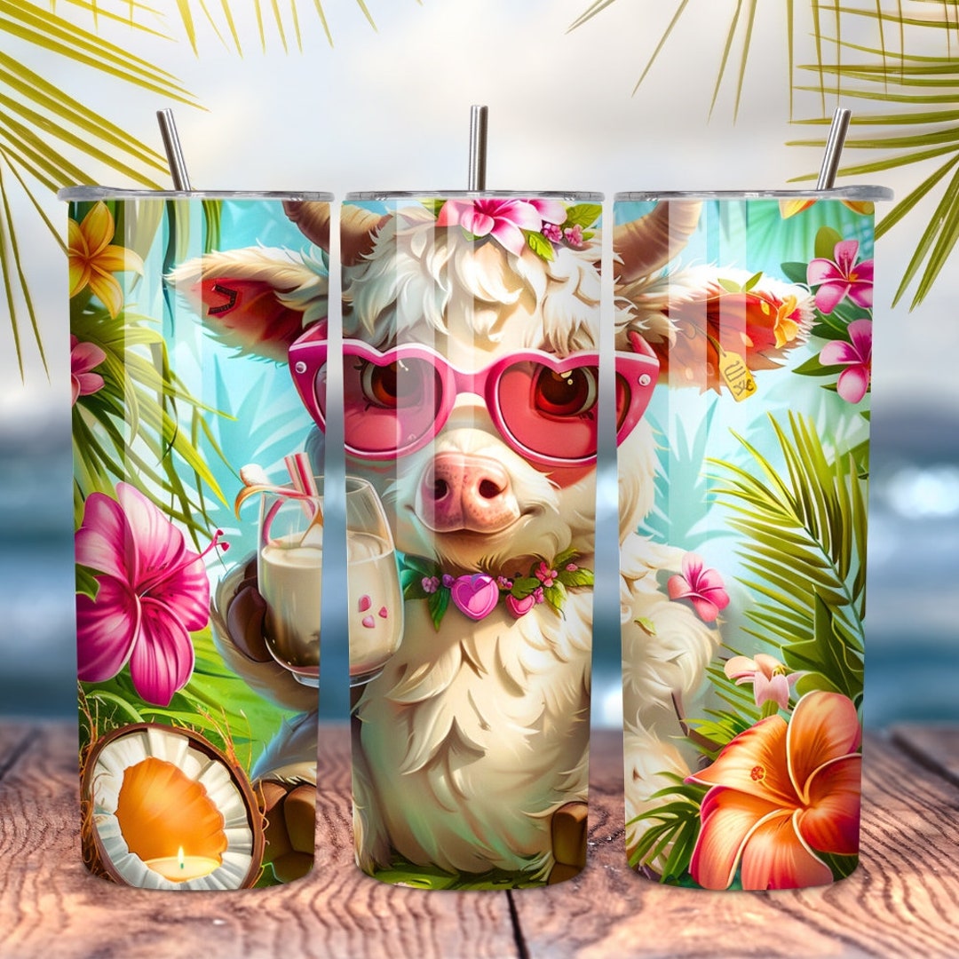 Cute Highland White Baby Cow Coconut 20 Oz Skinny Tumbler Sublimation ...