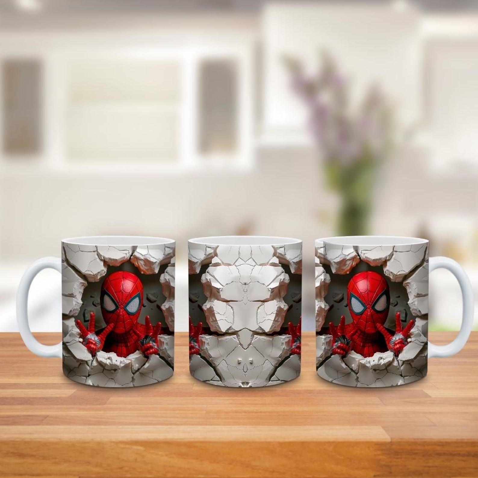3D Effect Superhero Cartoon Character Mug Wrap, 11 Oz & 15 Oz Mug ...