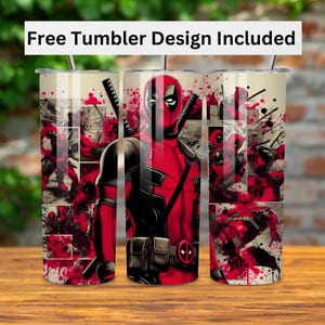 3D Deadpool 90s Cartoon Character Tumbler Wrap, 20 Oz Tumbler ...