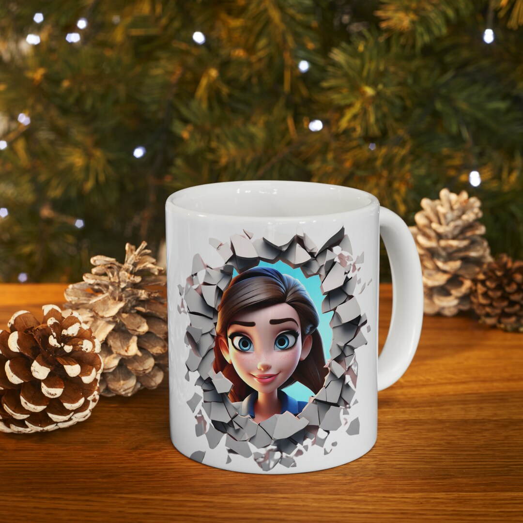 3D Spring Classic Girl Cartoon Character Mug Wrap, Girl Character ...