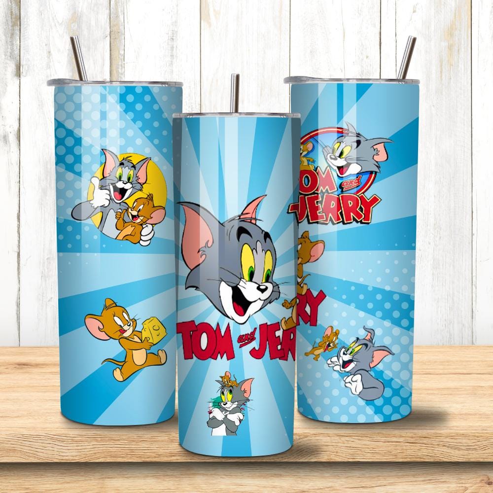 Tom and Jerry Pattern Tumbler Wrap, Cartoonist Tumbler Wraps 20oz ...