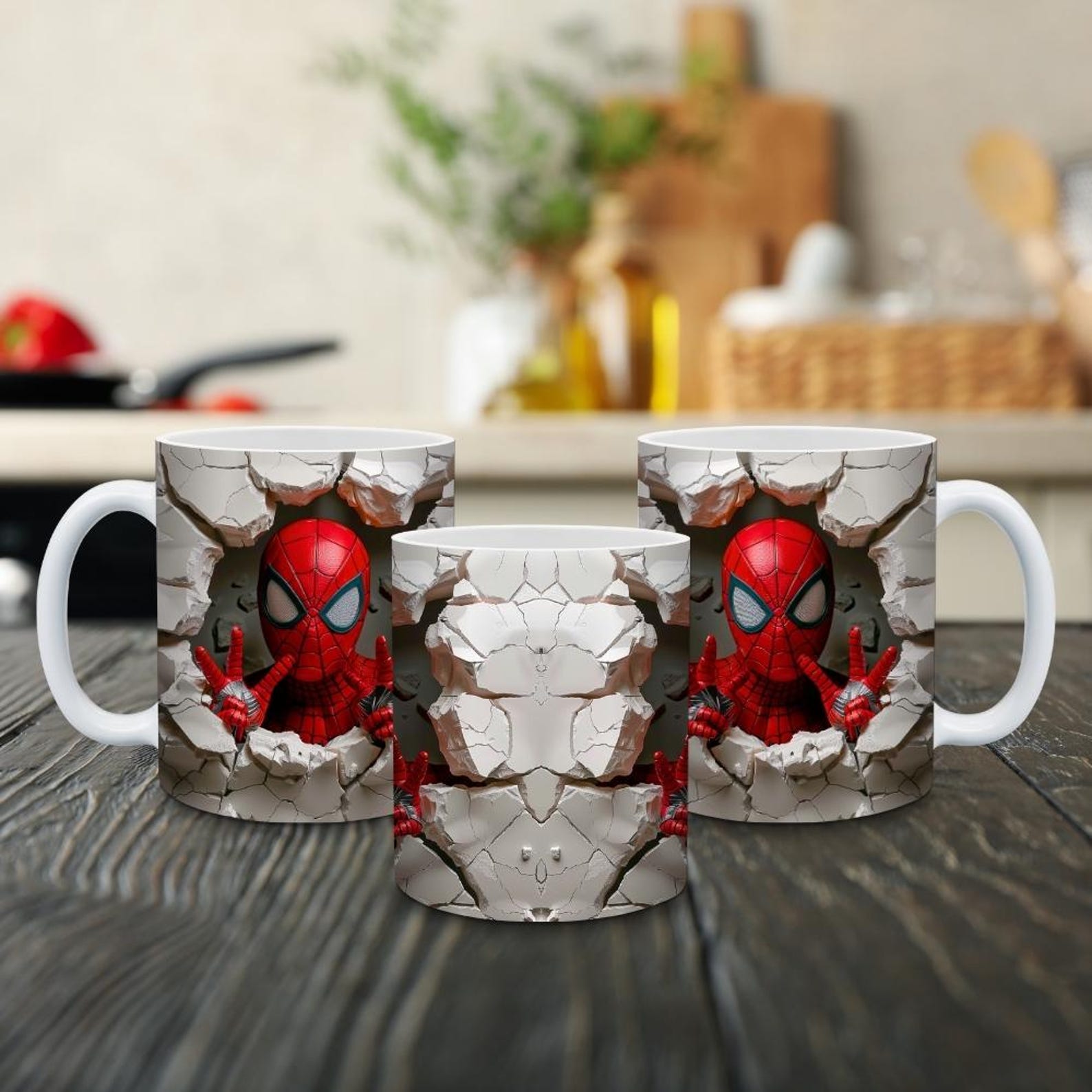 3D Effect Superhero Cartoon Character Mug Wrap, 11 Oz & 15 Oz Mug ...