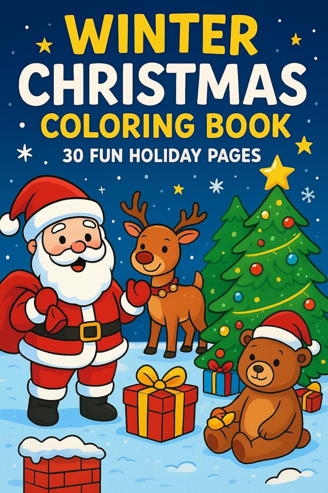 30 Christmas Coloring Pages: Winter Holiday Fun (PDF/PNG Digital ...