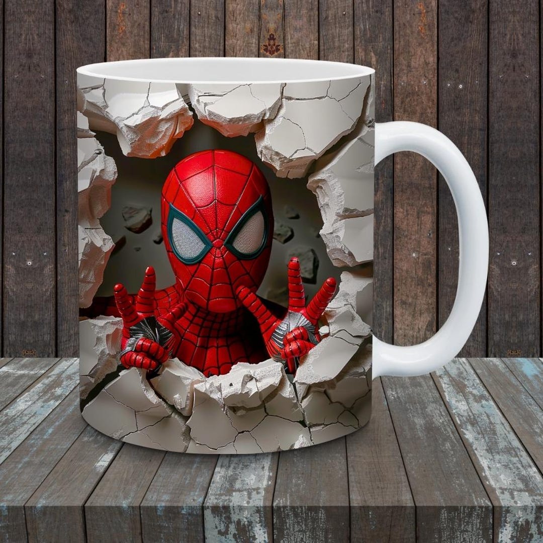 3D Effect Superhero Cartoon Character Mug Wrap, 11 Oz & 15 Oz Mug ...