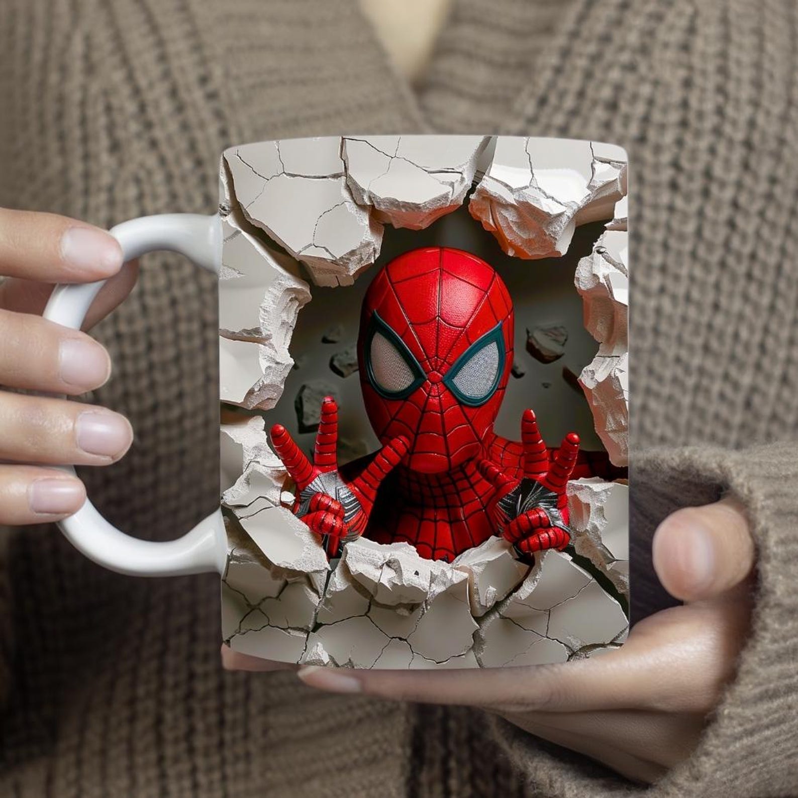 3D Effect Superhero Cartoon Character Mug Wrap, 11 Oz & 15 Oz Mug ...
