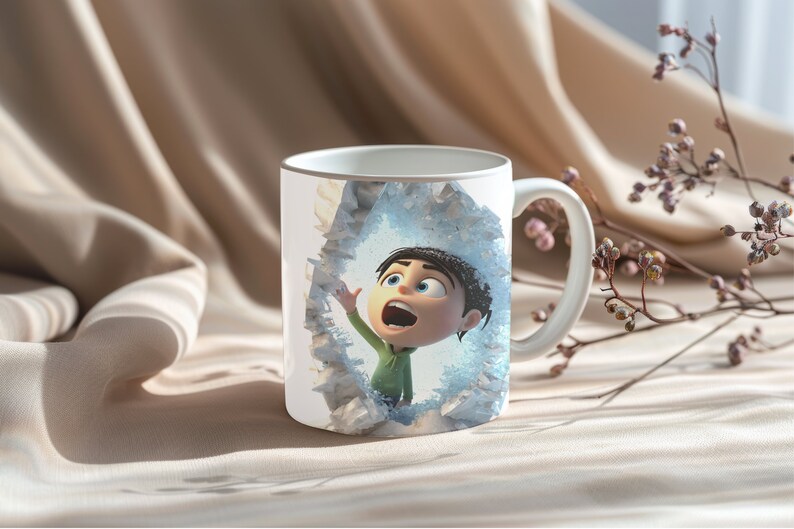 3D Effect Boy Enjoying Winter Inside the Cave 11oz & 15oz Template, 3D ...