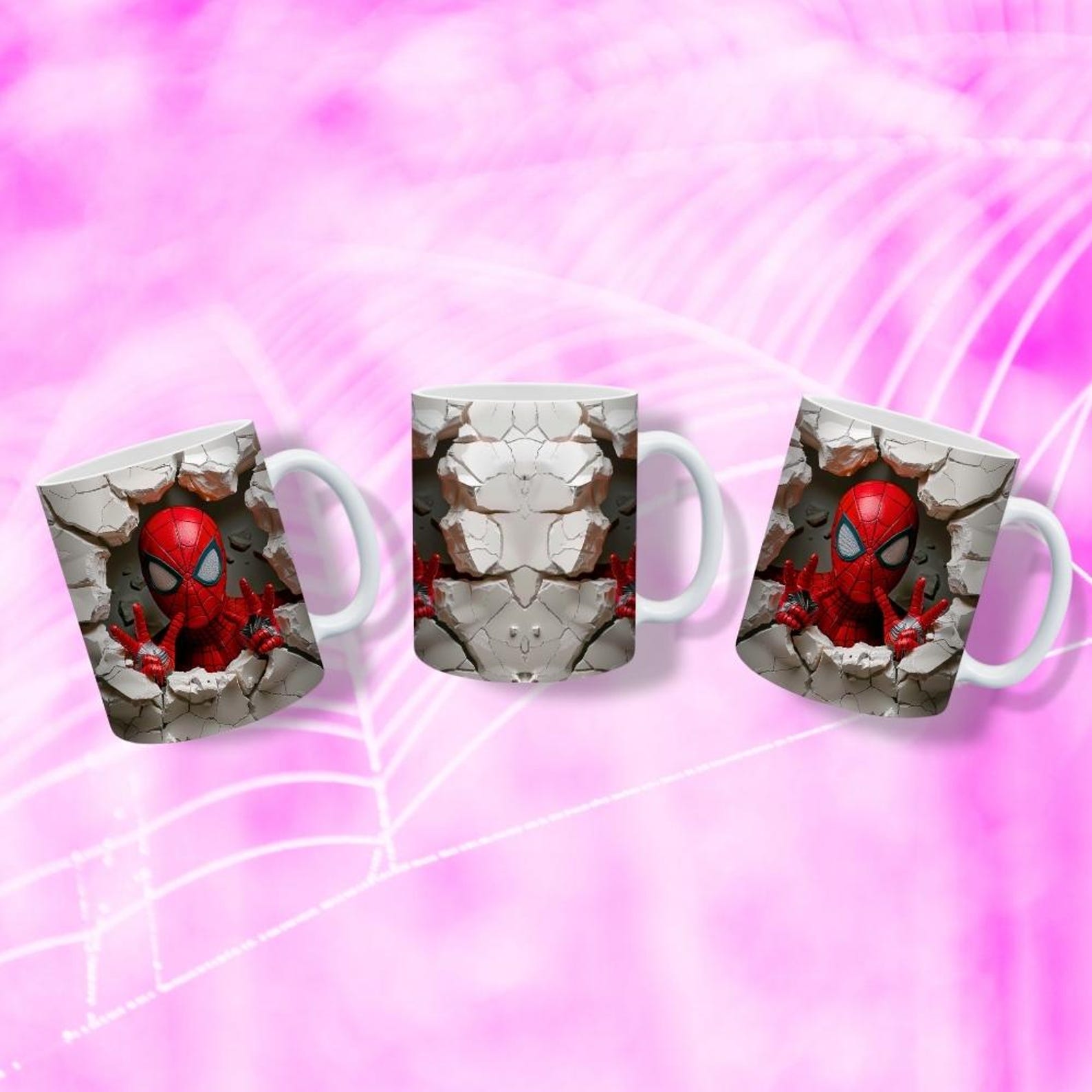3D Effect Superhero Cartoon Character Mug Wrap, 11 Oz & 15 Oz Mug ...