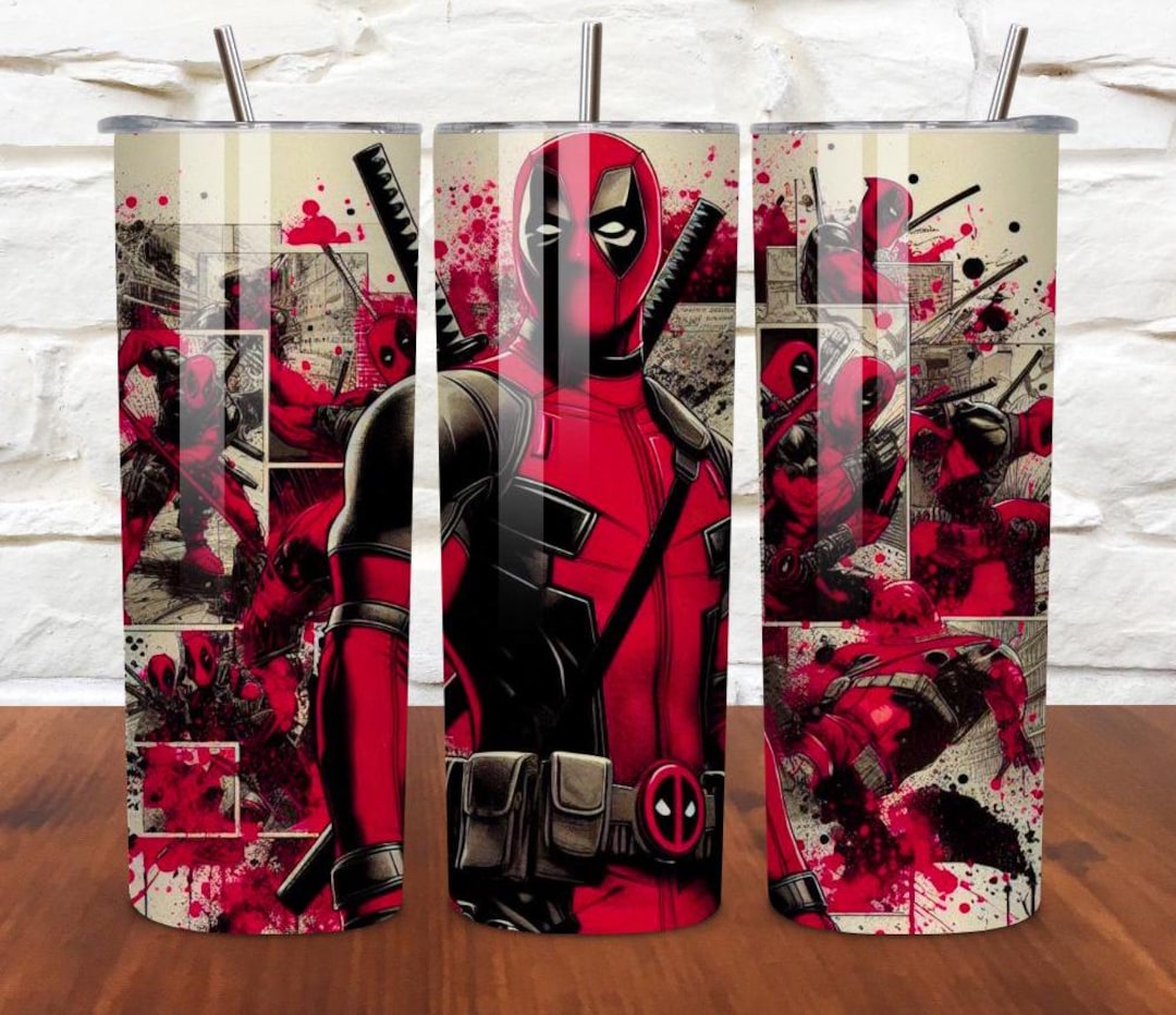 3D Deadpool 90s Cartoon Character Tumbler Wrap, 20 Oz Tumbler ...