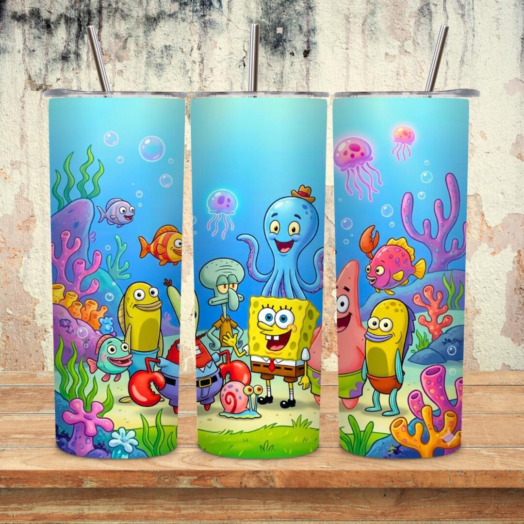 Funny Sponge Bob 20oz Skinny Wrap PNG – Instant Cartoon Design Digital ...