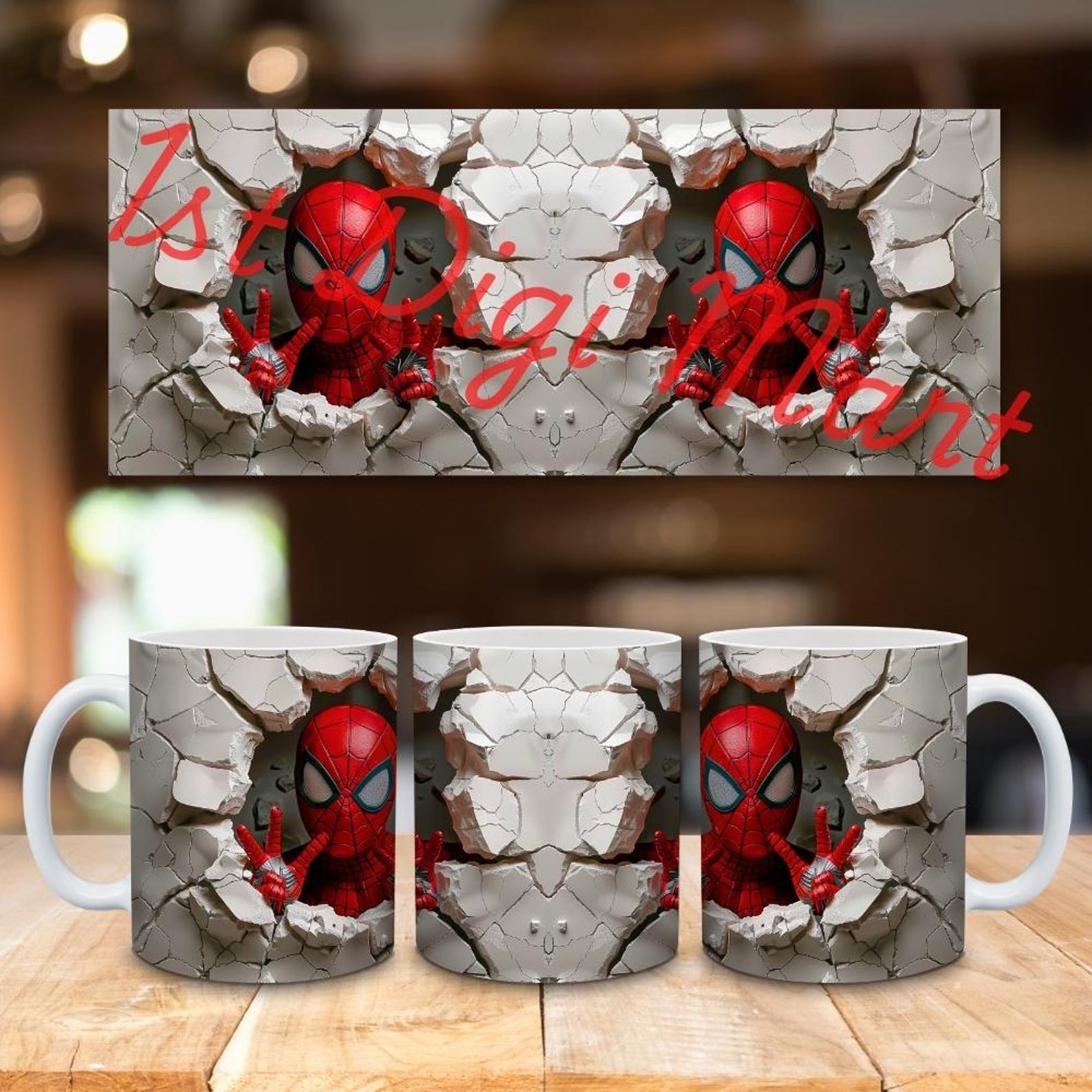 3D Effect Superhero Cartoon Character Mug Wrap, 11 Oz & 15 Oz Mug ...