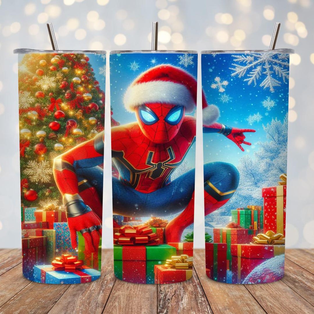 Santa Spidey Tumbler Wrap, Xmas Cartoon Design (digital Download) - Etsy