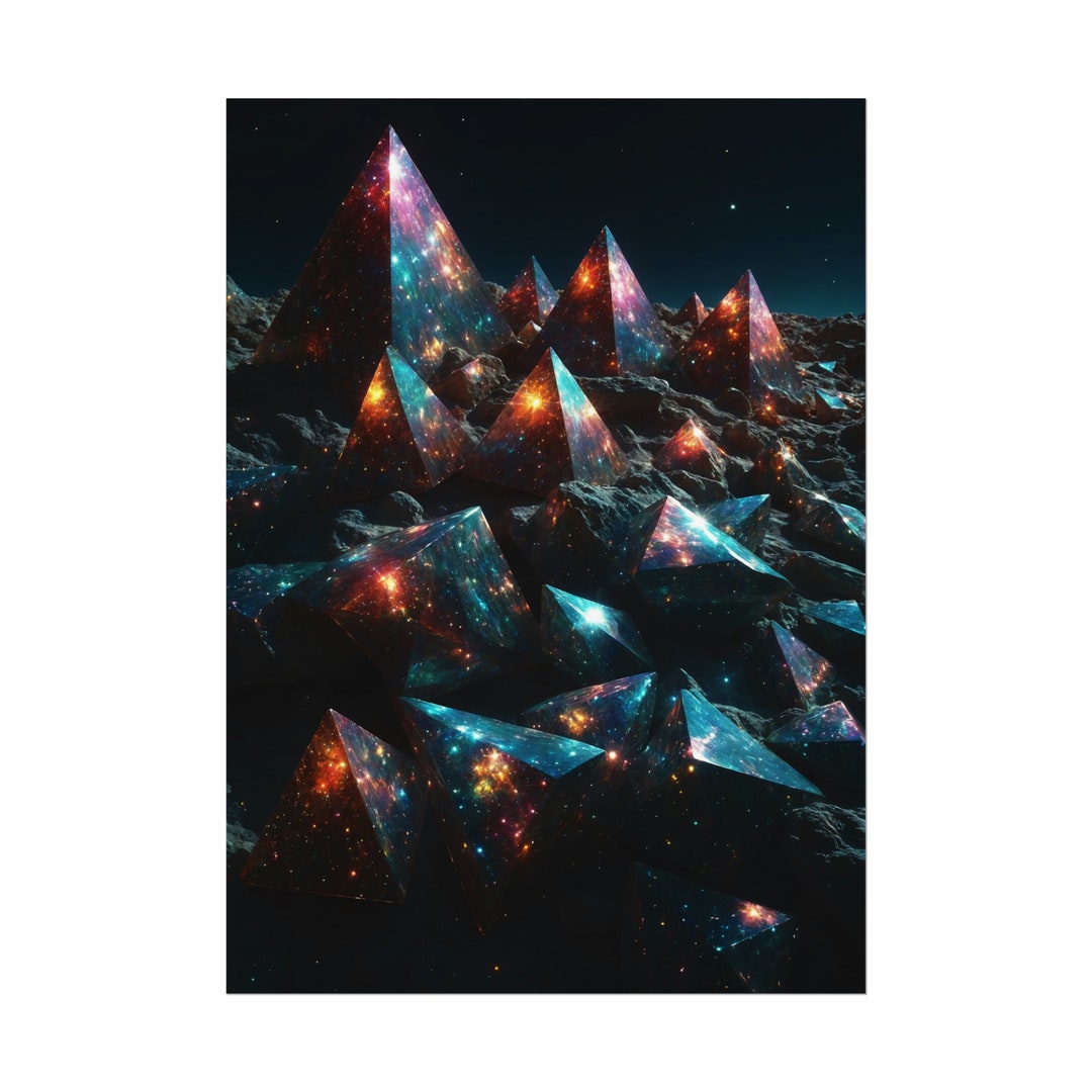 Pyramids Print, Universe Art, Pyramid and Universe Wall Decor, Night ...