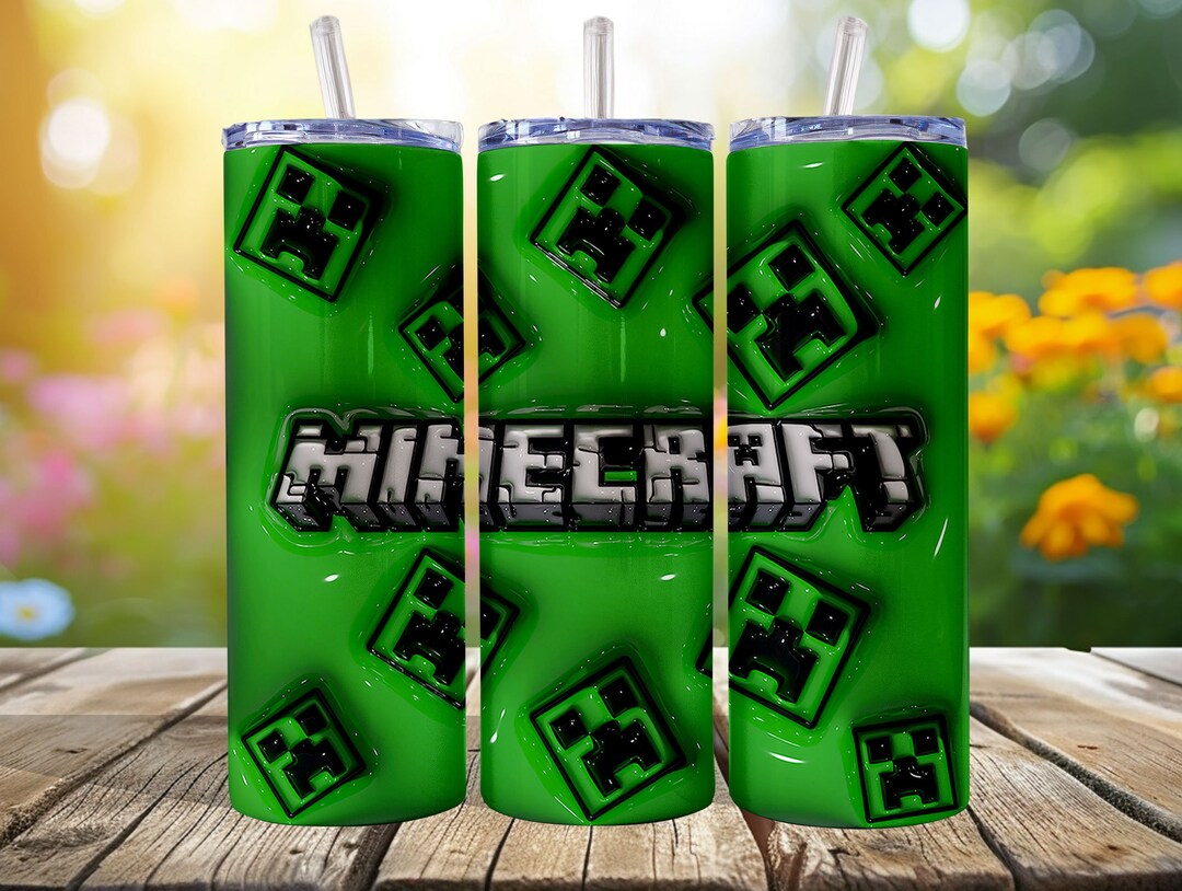 3D Inflated Minecraft Tumbler Wrap, 20oz Gamer Tumbler Warp, 20oz ...