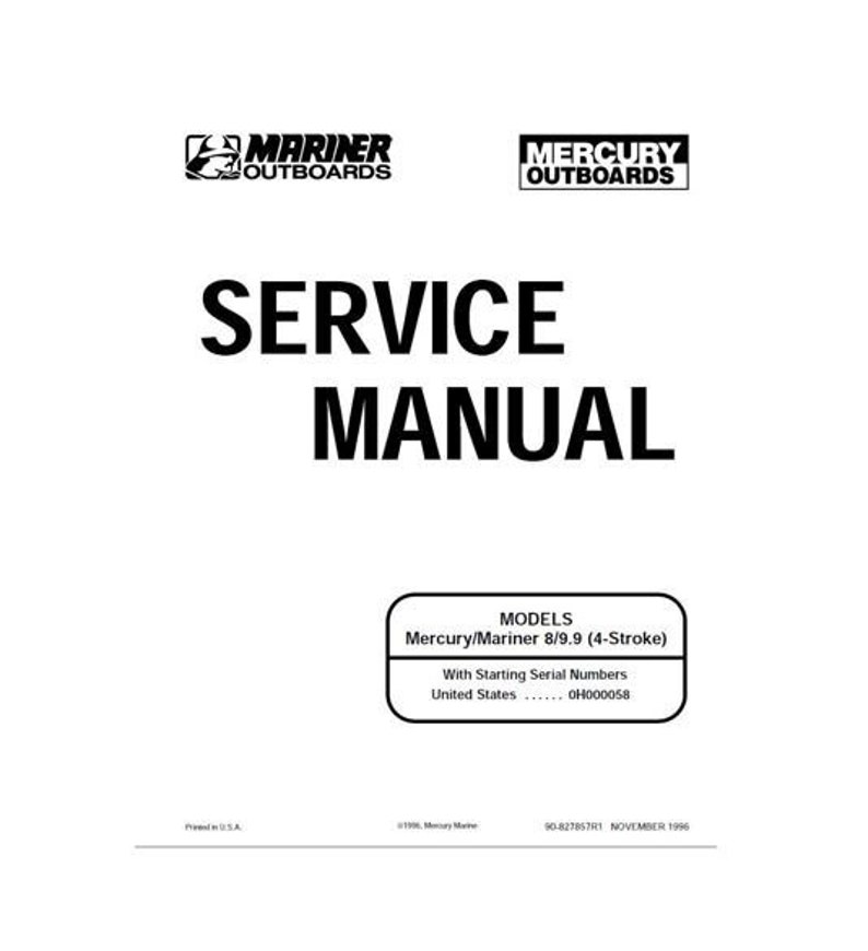 Mercury-mariner 4 Stroke 8-9.9hp Outboard Engine Service, Repair ...