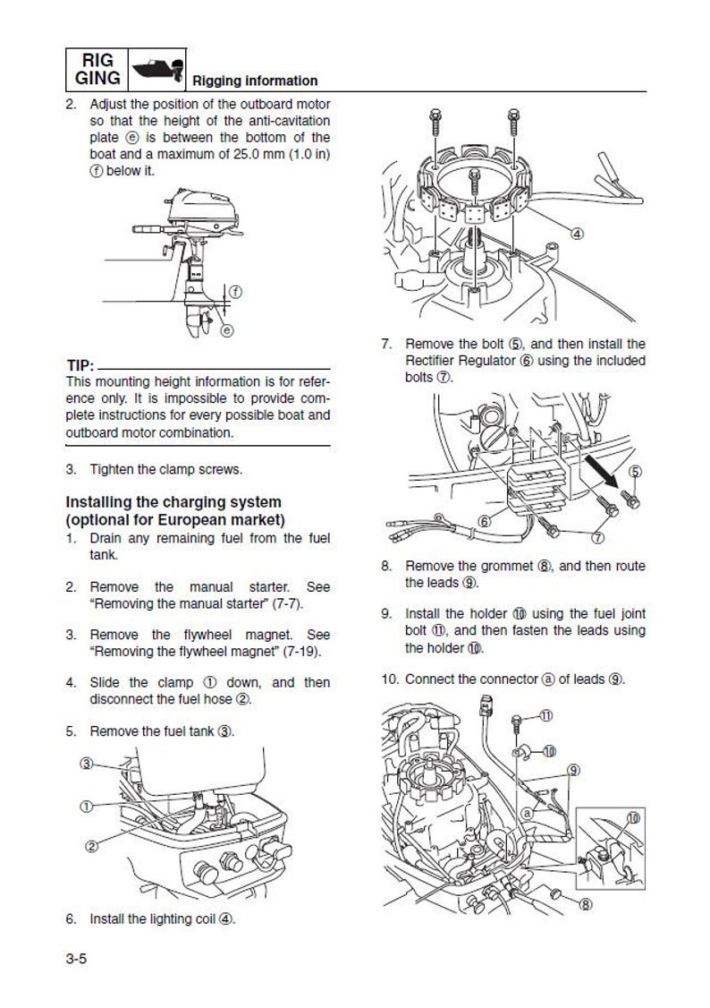Yamaha 4 Stroke F4B-F5A-F6C Model Codes 6EC,6ED,6EE Outboard Engine ...