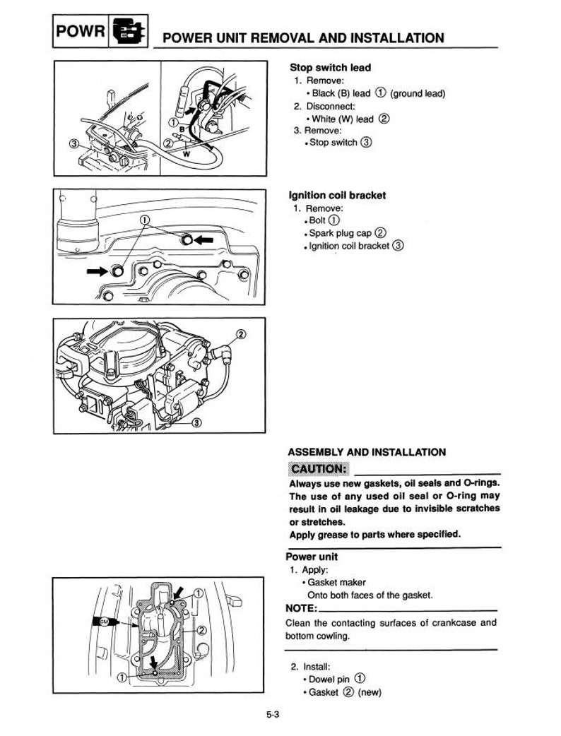 Yamaha 2 Stroke 4HP and 5HP 4AC (4MH)/4AS/5C(5MH)/5CS Outboard Engine ...