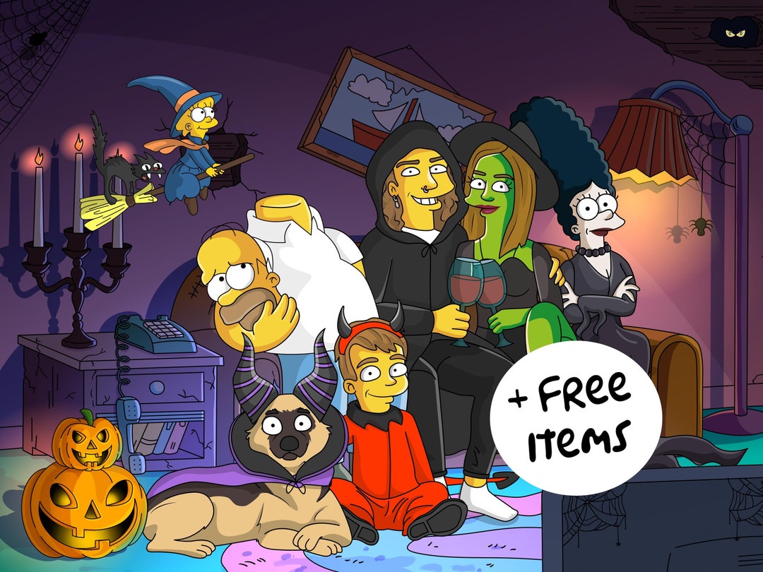 Personalized Simpsons Halloween Portrait, Gift Personal Family Portrait ...